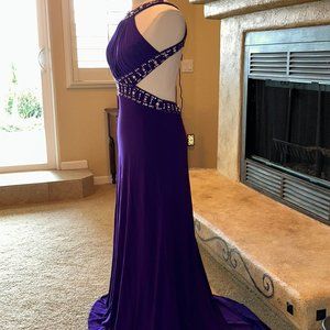 Morgan & Co. | Dresses | Purple Sequin Beaded Evening Long Gown 9 Nwt ...